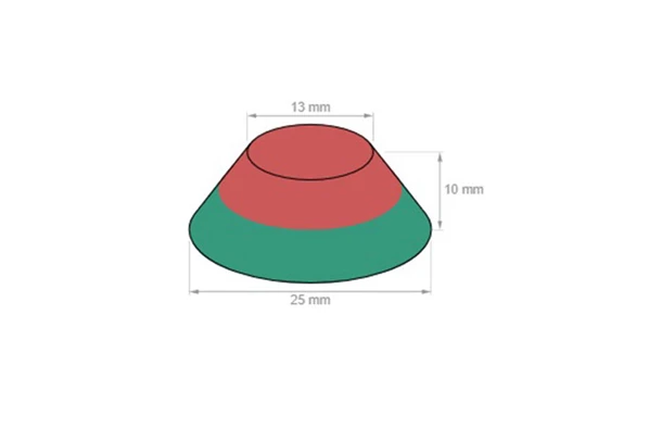 Neodymium Cone Magnets D25xd13x10mm, Buy Neo Magnets | Meank